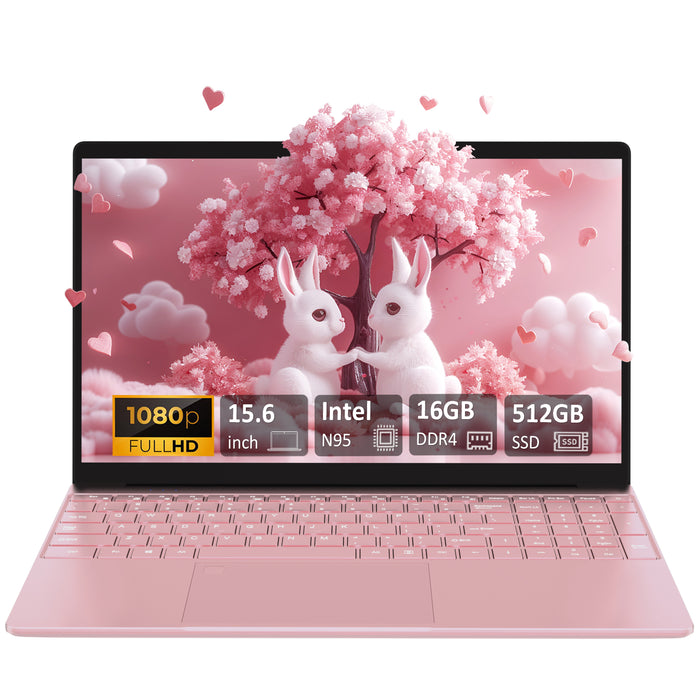 Auusda T152A Business Laptop - Intel N95 CPU,16GB RAM 512GB SSD，pink