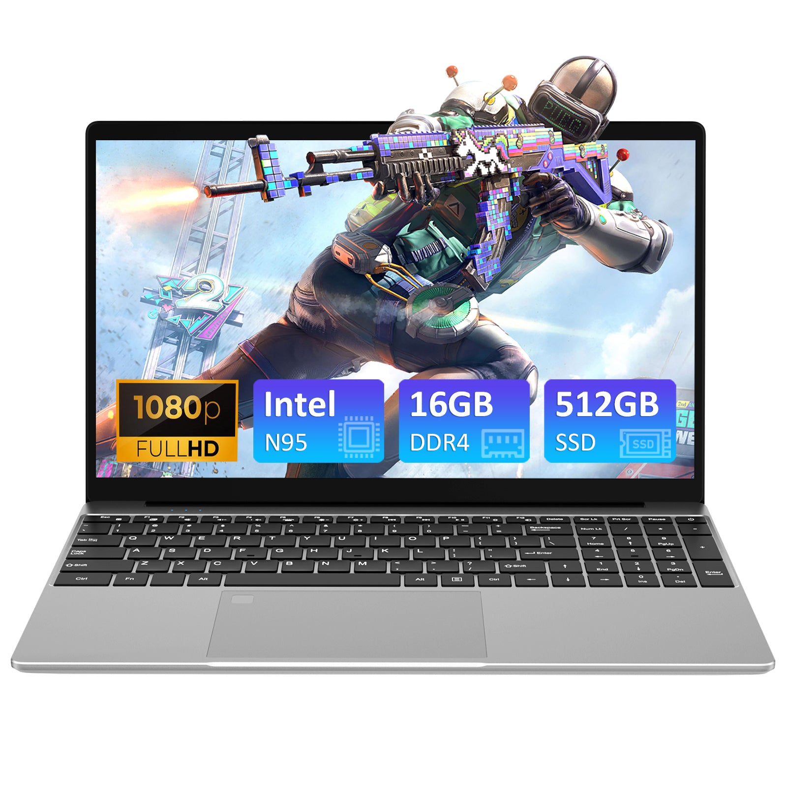 Auusda T152A Laptop-Intel N95,16GB DDR4 RAM 512GB NVMe SSD，Silver
