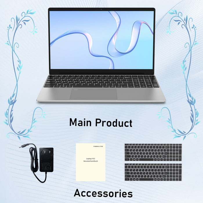 Auusda T152A Business Laptop - Intel N95 CPU,32GB RAM 1TB SSD，Silver