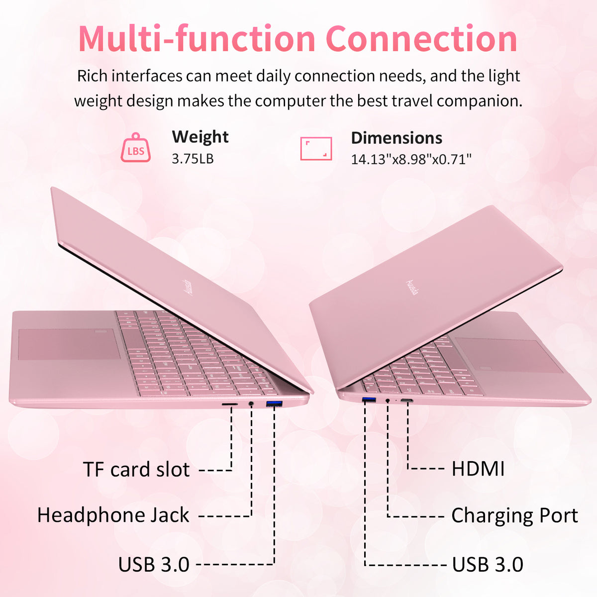 Auusda T152A Business Laptop - Intel N95 CPU,16GB RAM 512GB SSD，pink
