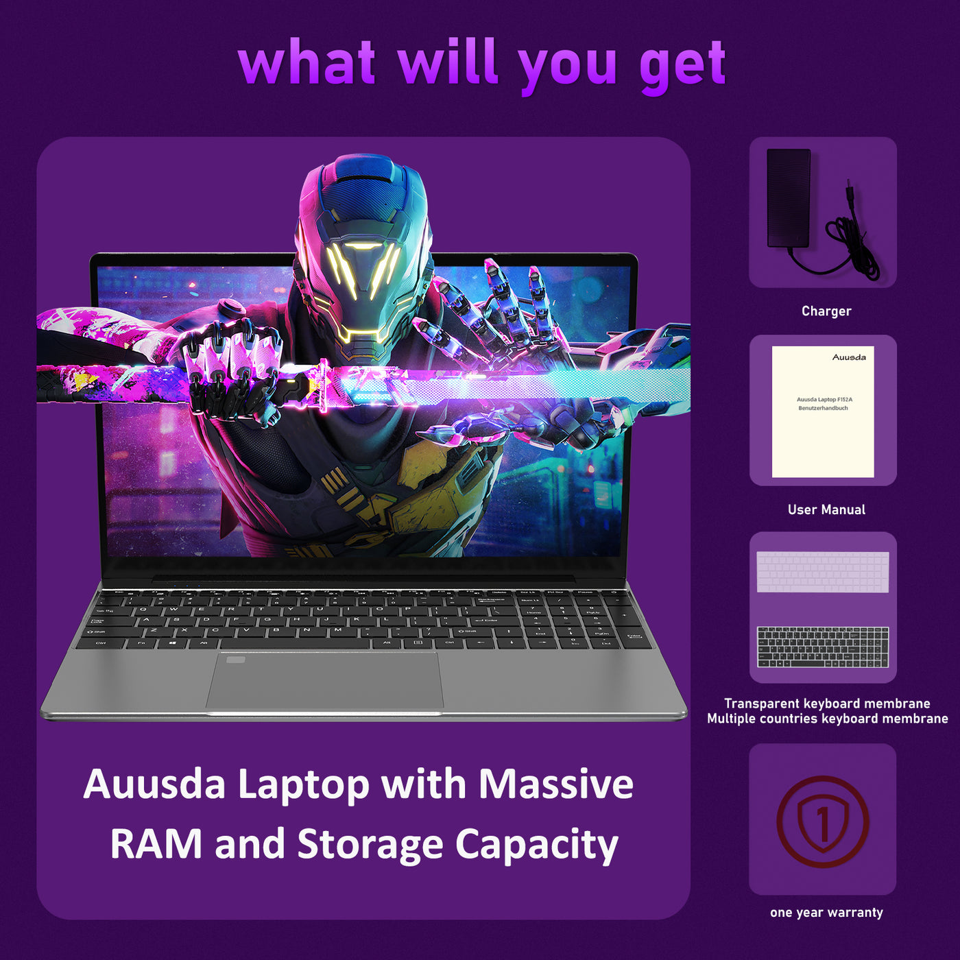 Auusda T152A Gaming Laptop w/AMD Ryzen 7 5700U, 16GB RAM DDR4, 512GB S